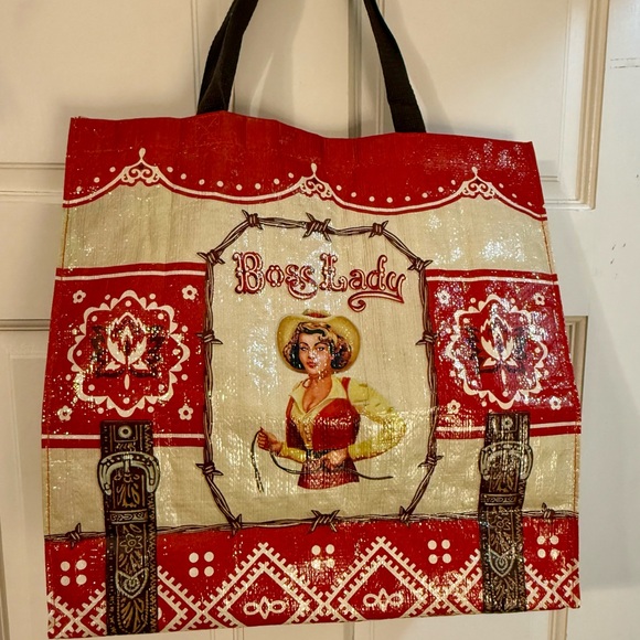 Blue Q | Bags | Unique Rare Blue Q Boss Lady Red And Cream Tote | Poshmark